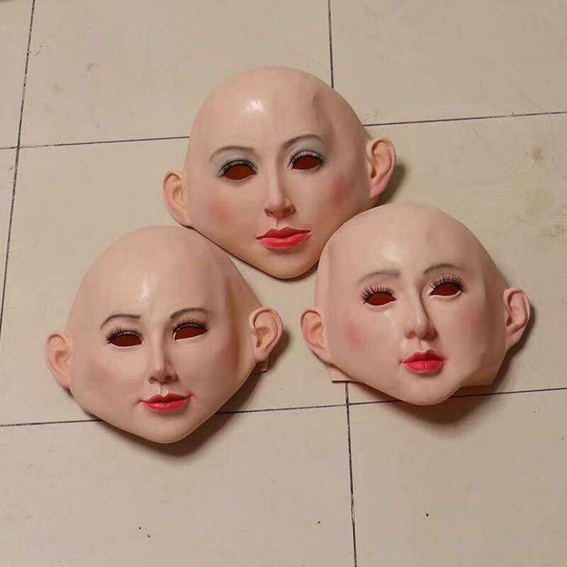 Beauty Face Latex Full Face Mask Halloween Comedy Ball Makeup Dress up ...