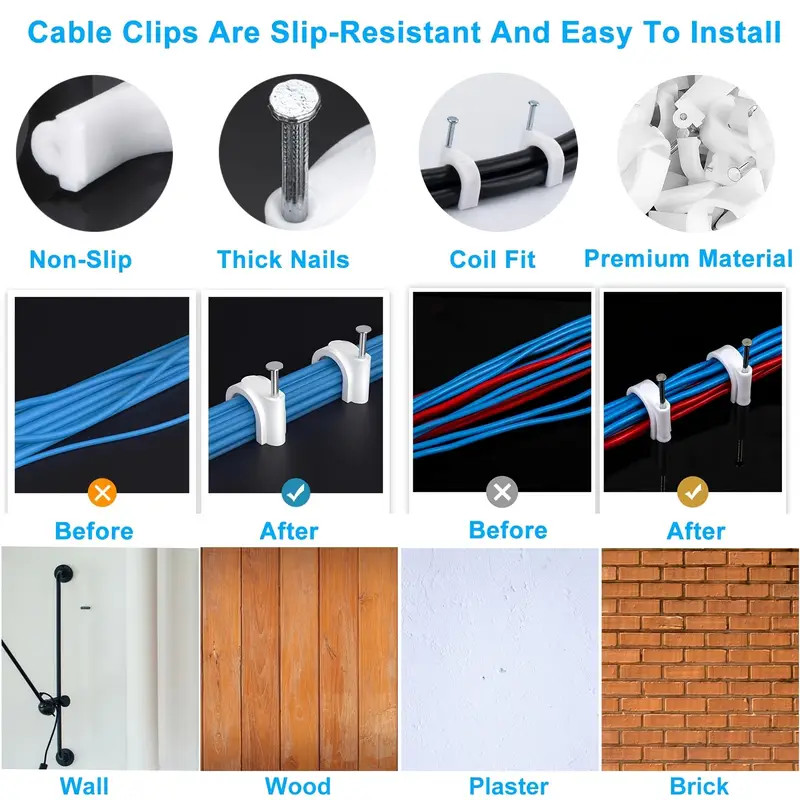 100PCS Circular PVC Plastic Wire Clips - Secure Wire Nails Fixators for ...