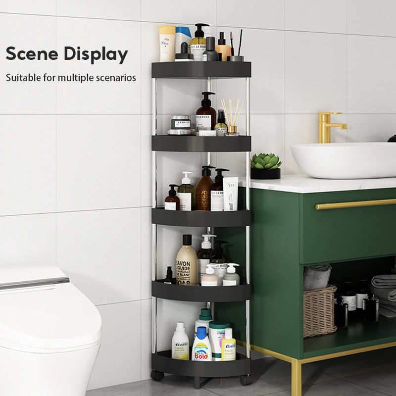 3-5 Layer Bathroom Corner Storage Rack With Wheel Trolley Cart ...