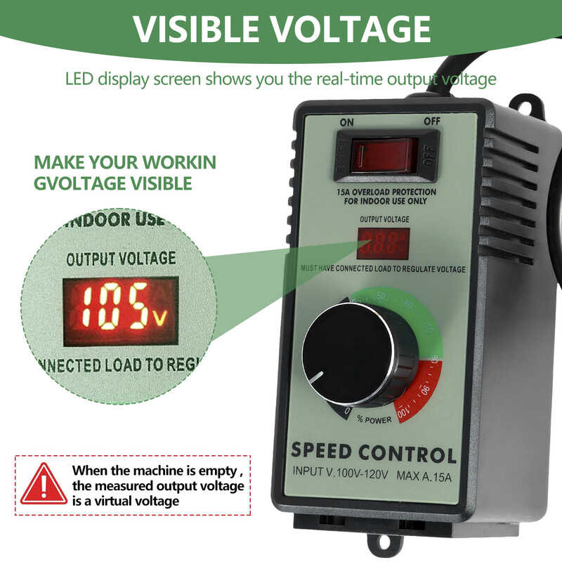 AC 4000W Controller 110-120V 15A Motor Voltage Regulator Variable Speed ...