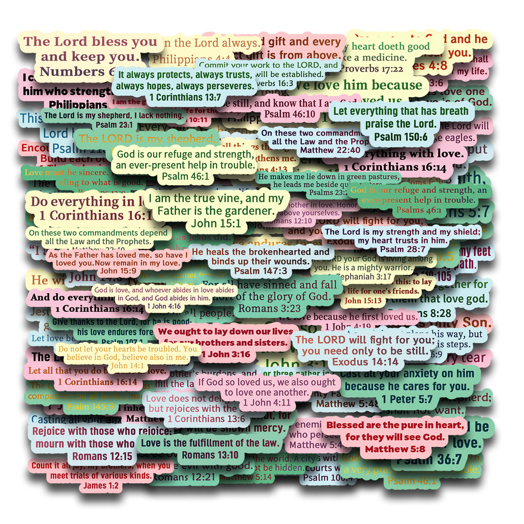 100 Pcs Inspirational Bible Verse Faith Stickers,Jesus Religious ...