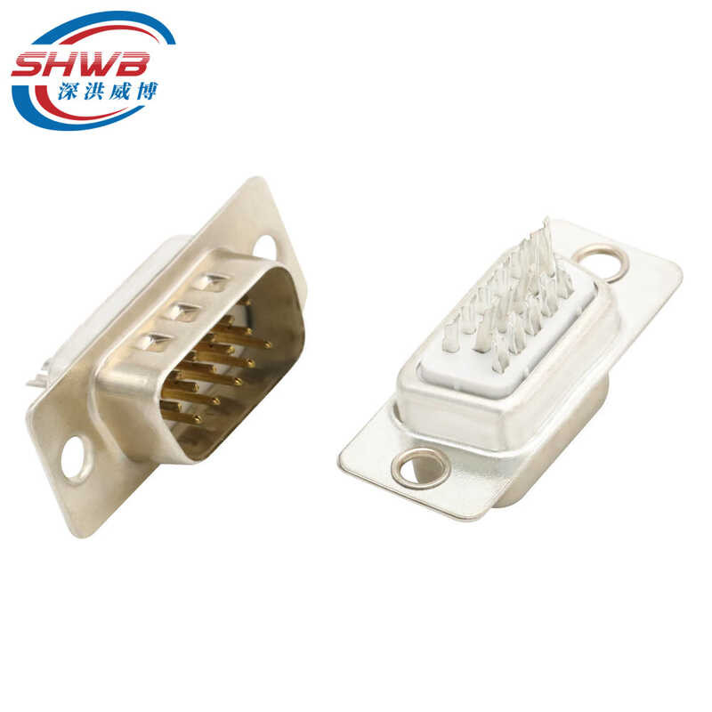 VGA plug solder wire type three row 15 pin white glue connector HDB15 ...
