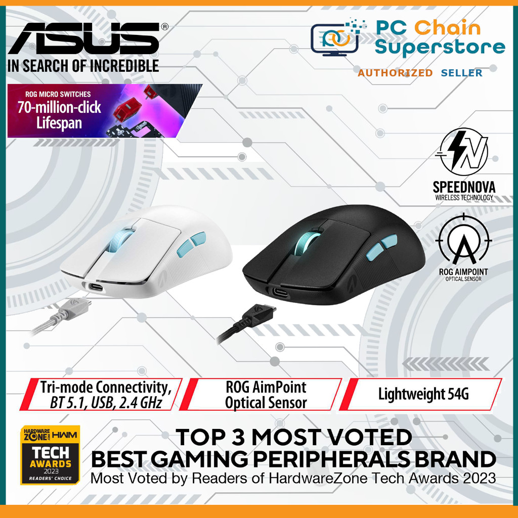 Asus ROG Harpe Ace Aim Lab Edition Wireless Gaming Mouse - 54G 36K DPI | 2.4Ghz / Bluetooth ...
