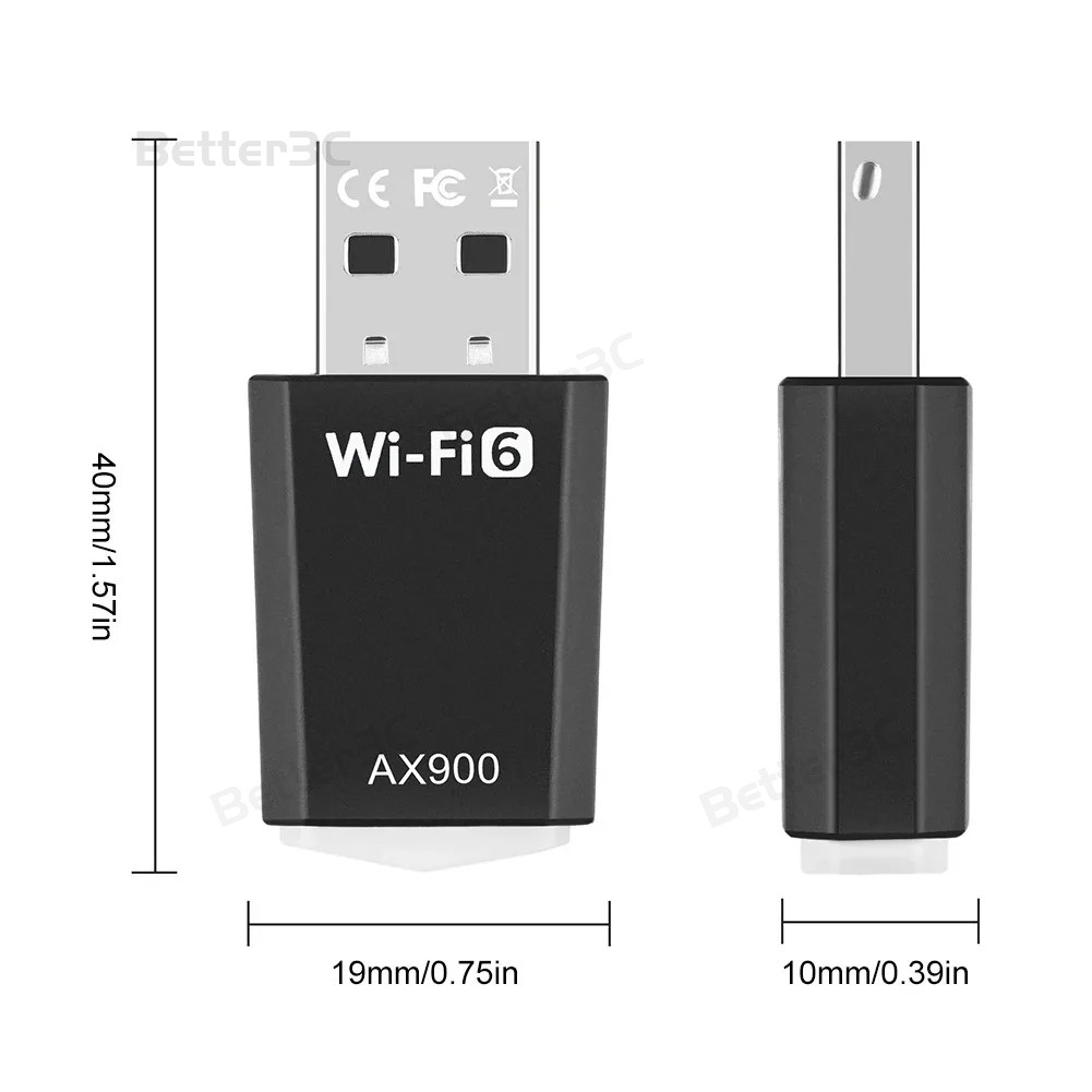 Mini Portable USB Wireless Network Card 900Mbps Dual Band WiFi 6 Dongle ...
