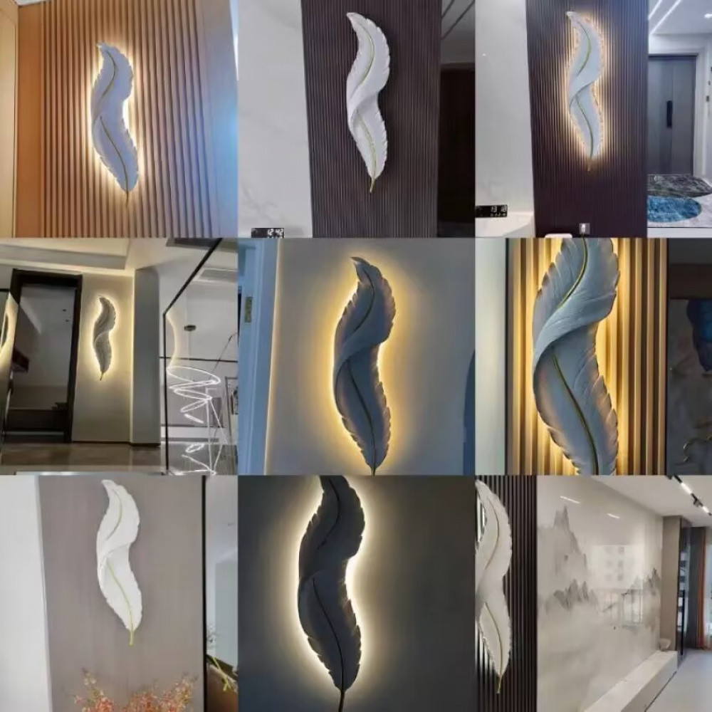 Nordic Background Wall Lights Creative Feather Wall Lamp Led Hallway ...
