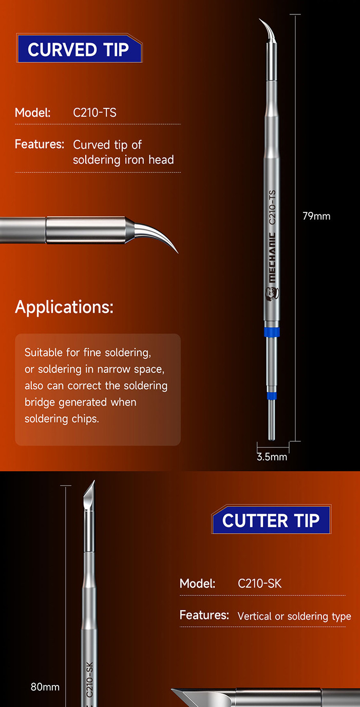 Mechanic C210 MIX Soldering Iron Tips TS/TI/TSK 3in1 Kits for T210 ...