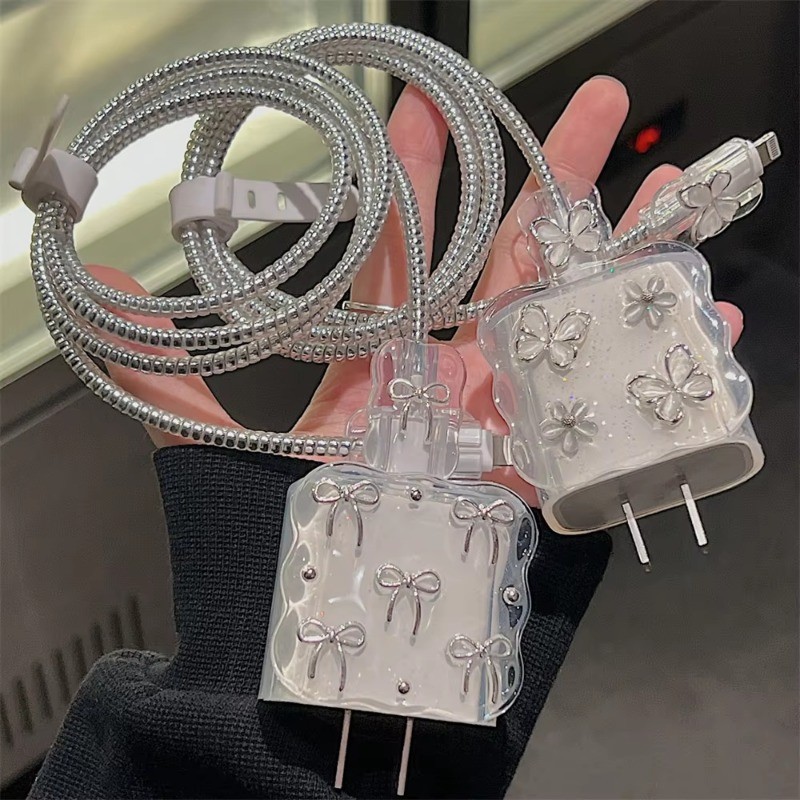 Cute Bowknot Butterfly Flower Wave Border USB Protector Cover For ...
