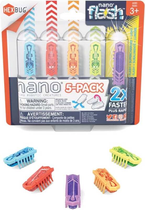 Pack, HEXBUG 5 4 Nano Bugs Flash Nano, Sensory Toys Cats With Vibration ...