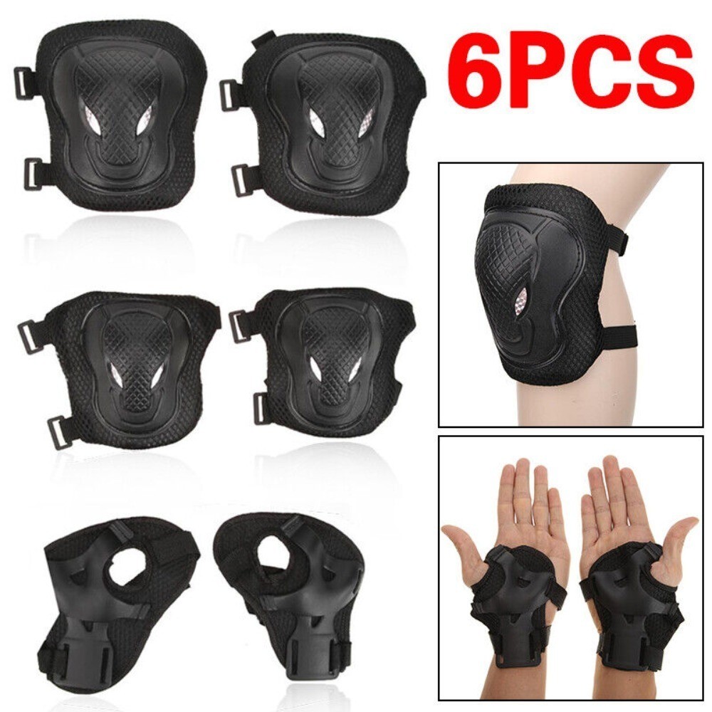 Sports Elbow Knee Pads Durable Black Skate Roller Security Protected ...
