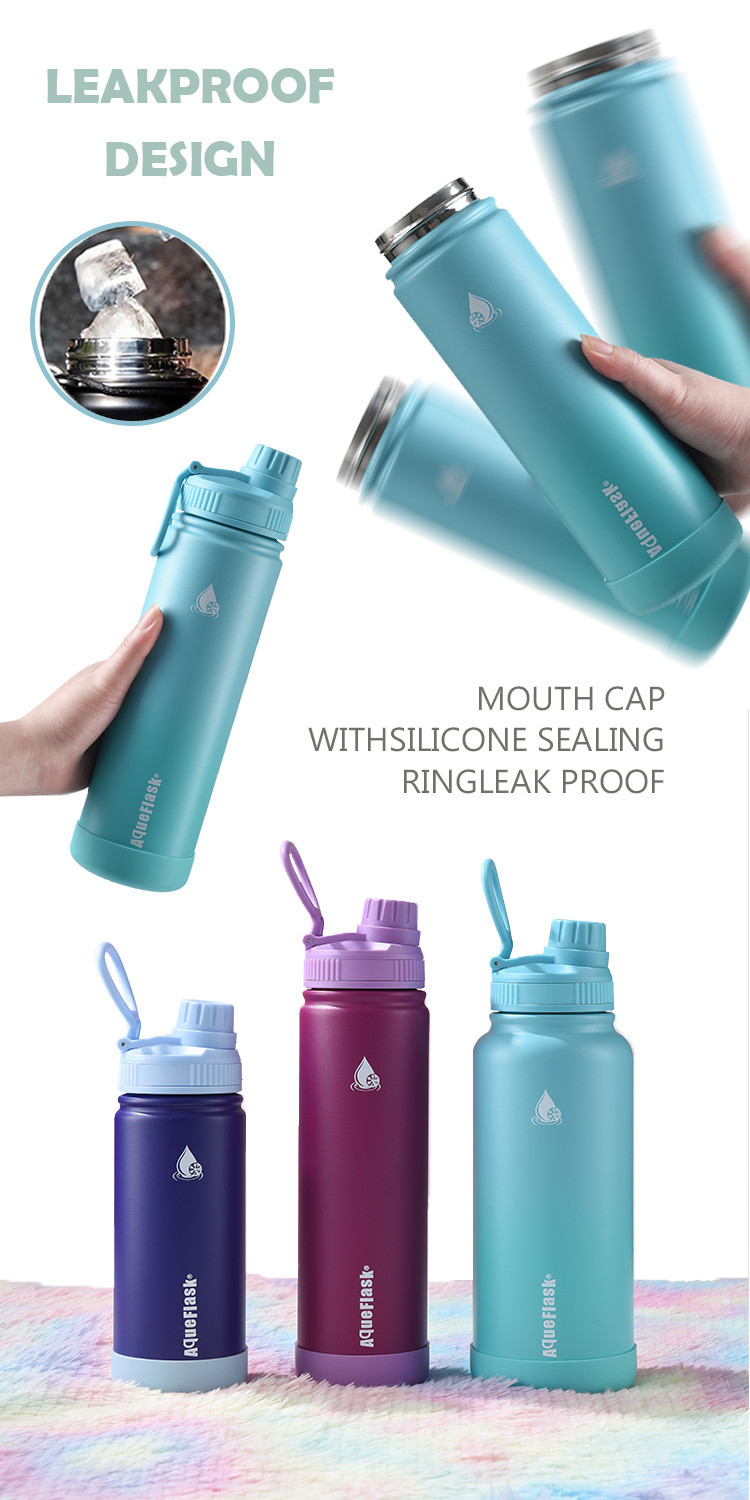 Aqueflask (16oz) Wide Mouth with Cap Lid Vacuum Insulated Drinking Water Bottle Kids Tumbler Hot ...