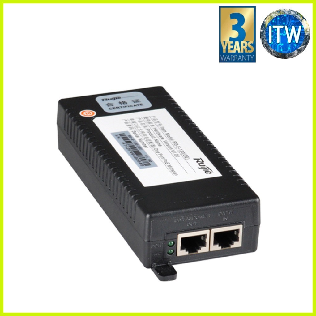 ♈ Ruijie RG-E-130(GE) Power Injector 1-port Gigabit PoE Adaptor (802 ...