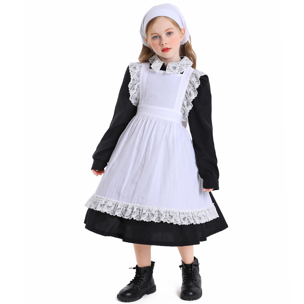Children's Day Black & White Lace Maid Costume - Manor Farm Role Play ...