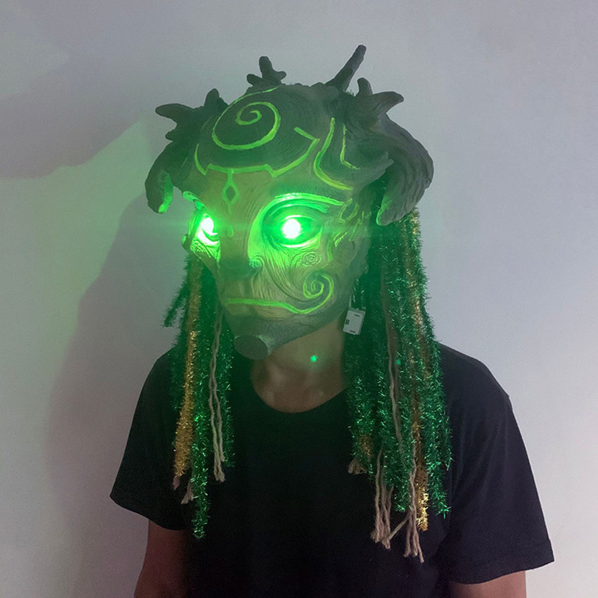 Scary Spirit Forest Green Halloween Tree Old Man Horror LED Ghost Latex ...