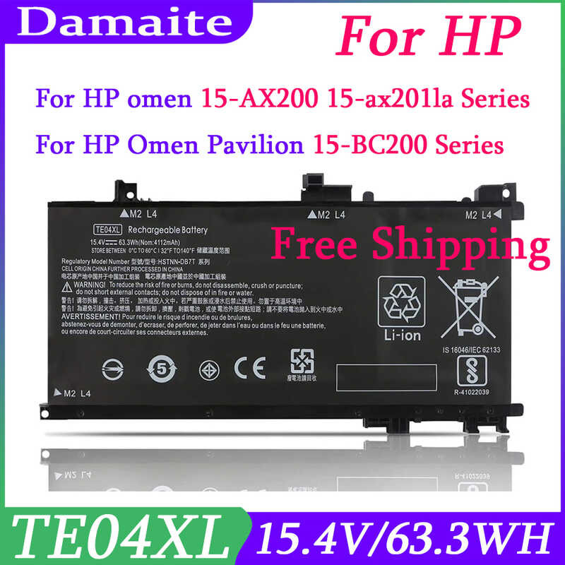 3 Te04xl 2 Laptop Battery Para Sa HP OMEN Hsn-Db7t 905277-855 15-Ax200 ...