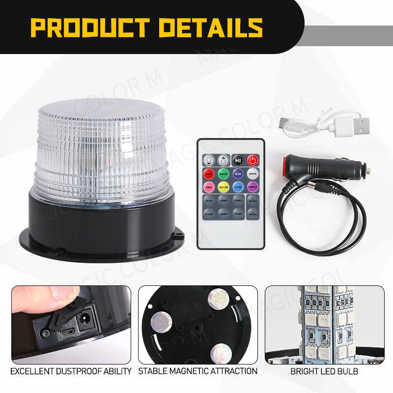 Led Car Roof Strobe Top Emergency Traffic Indiion Revoing Signal Safey ...