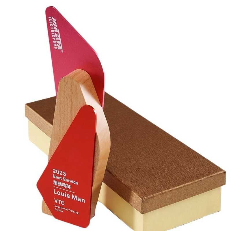 Creative Wooden Trophy Employee Company Award Medal Metal Solid Wood ...