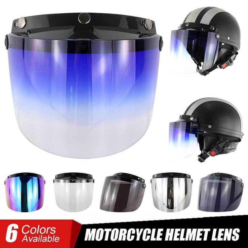 Motorcycle Helmet Visors Bubble Mirror Three Button Open Lenses ...