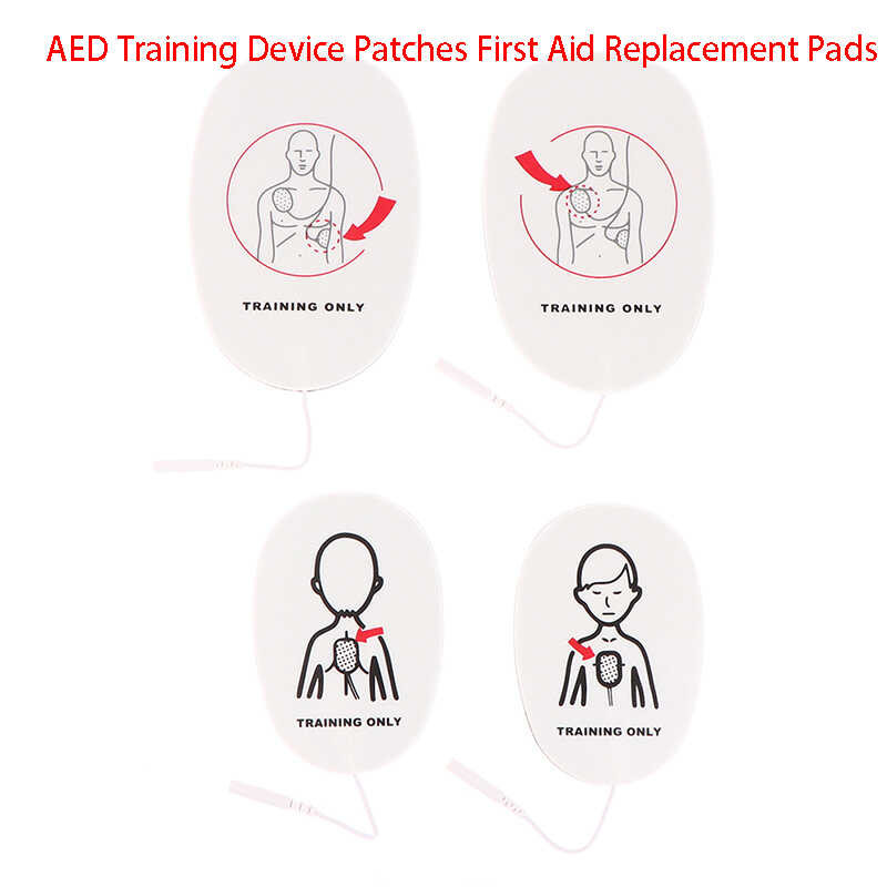 1 Pair AED Device Patches First Aid Replacement Pads Adult Kid Training Universal Trainer ...