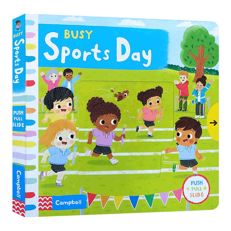 Original English version of Busy Sports Day: Organization cardboard ...
