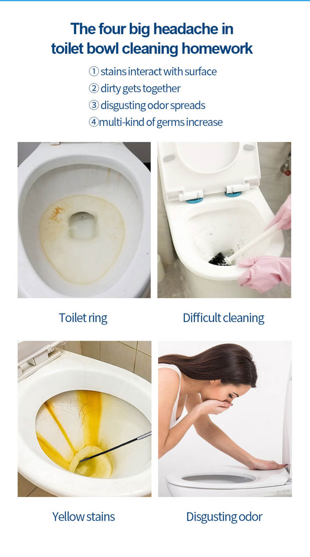 50PCS Automatic Bleach Toilet Bowl Cleaner Stain Remover Blue Tab ...