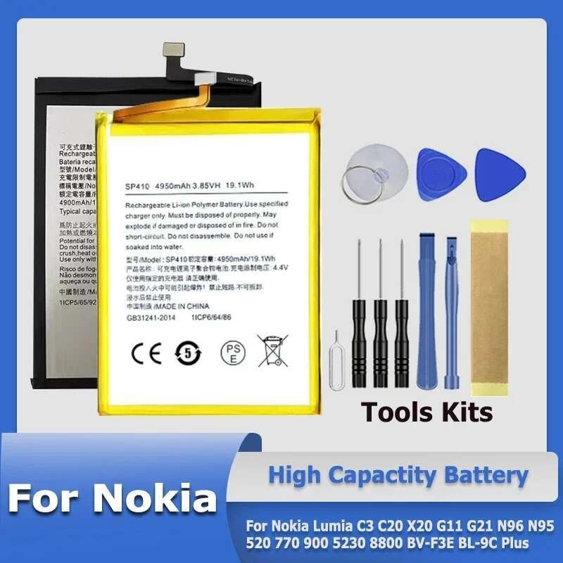 WT341 LPN387450 BP-5L BL-6X Battery For Nokia Lumia C3 C20 X20 G11 G21 ...