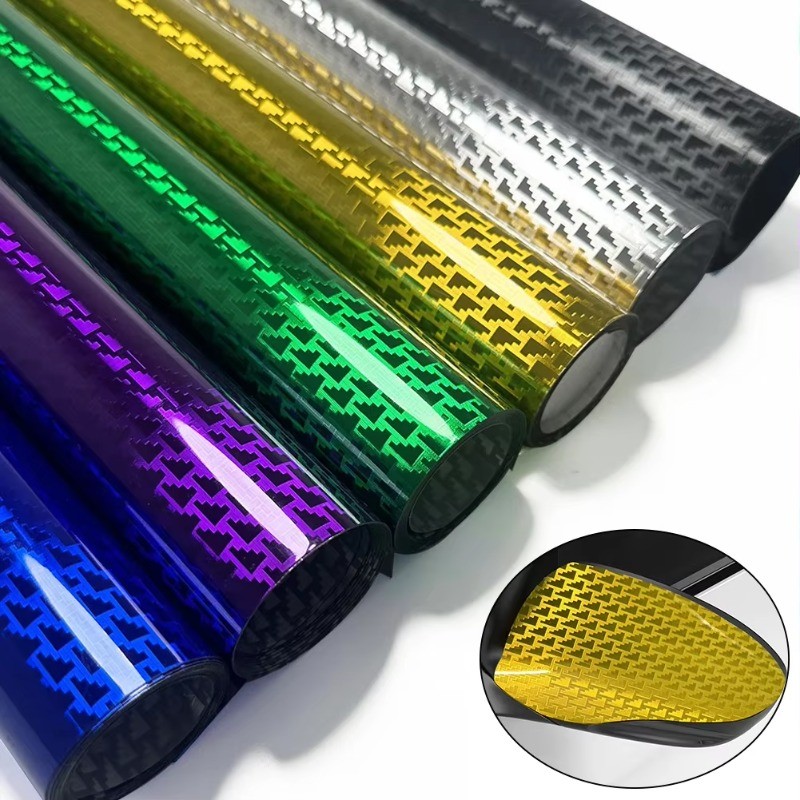 PET Glossy Forged Carbon Fiber Vinyl Wrap Waterproof Self Adhesive Car ...