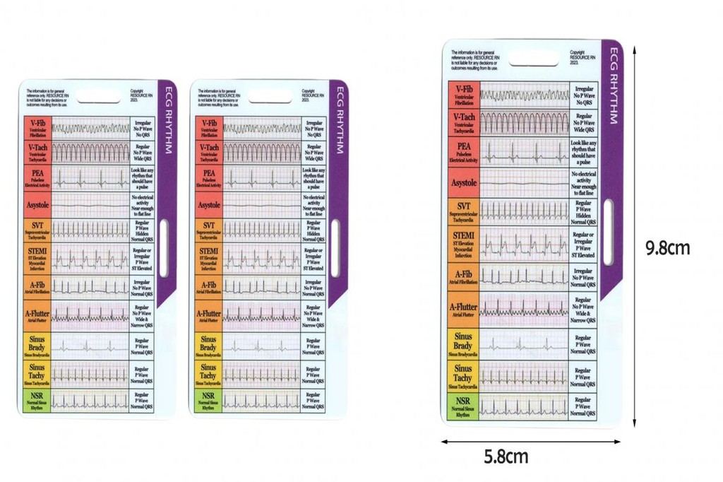 SIM| Lightweight Ekg Rhythms Card Pocket-sized Ekg Reference Card ...