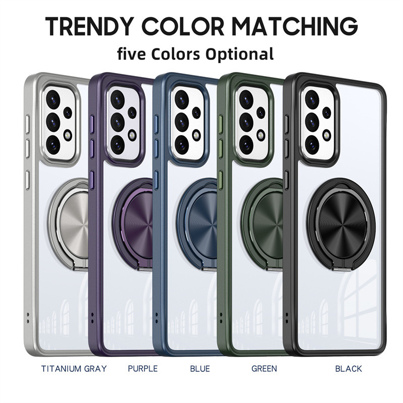 Magnetic Rotatable Ring Stand Clear Crystal Case Casing Samsung Galaxy ...