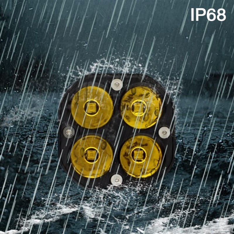 2PCS Universal 3 Inch 40W Yellow LED Work Light Square Mini Waterproof ...