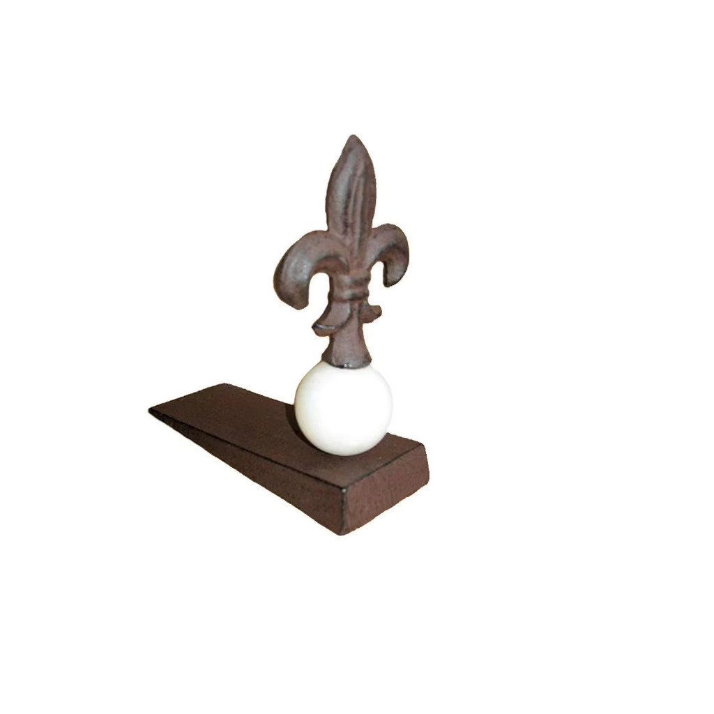 Rustic Victorian Style Heavy Duty Stopper Cast Iron Fleur De Lis Door ...