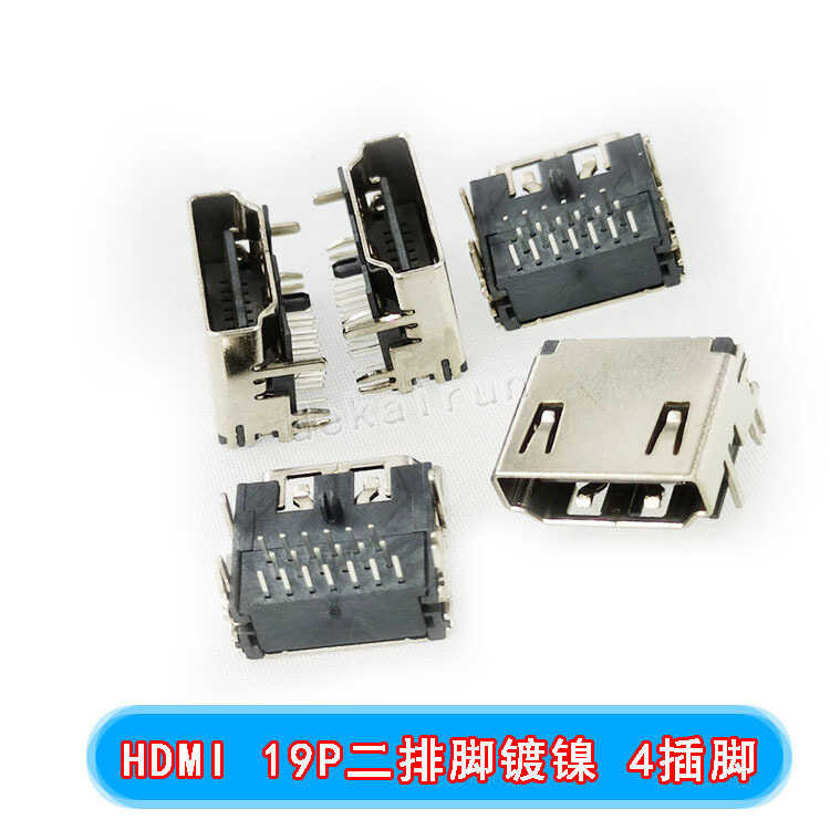 HDMI interface connector with three rows of 19P nickel plated 4-pin ...