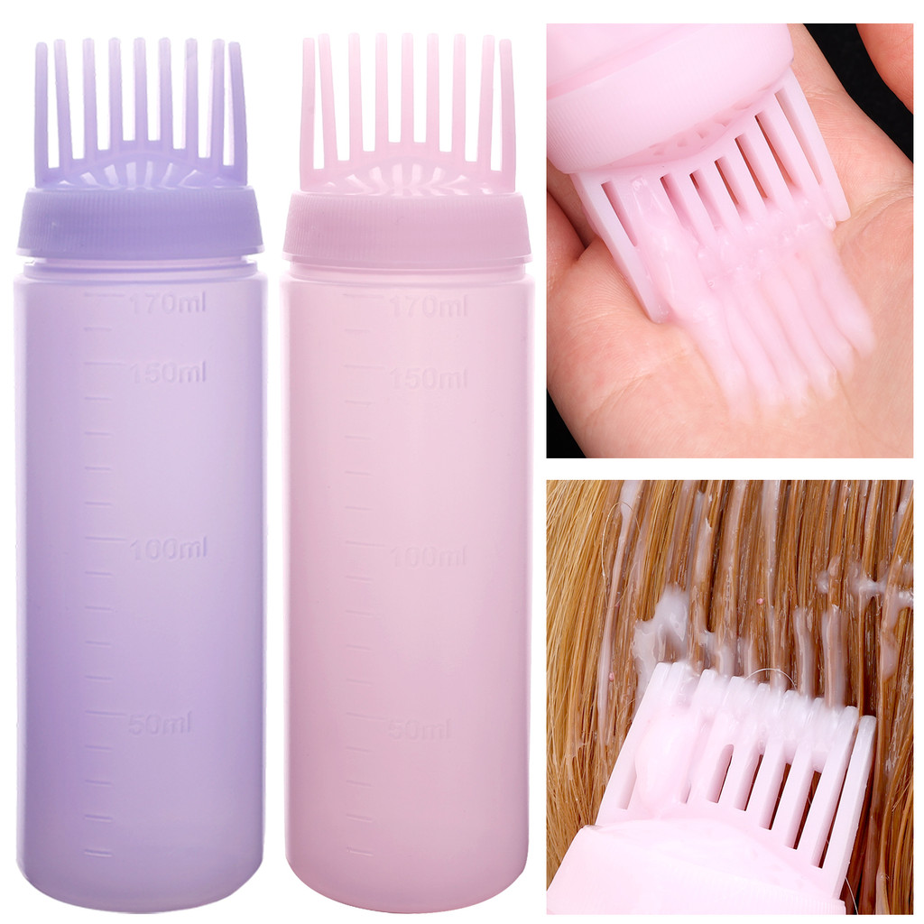 3 Color Salon Plastic Hair Dye Comb Bottle - Professional Hairdressing ...