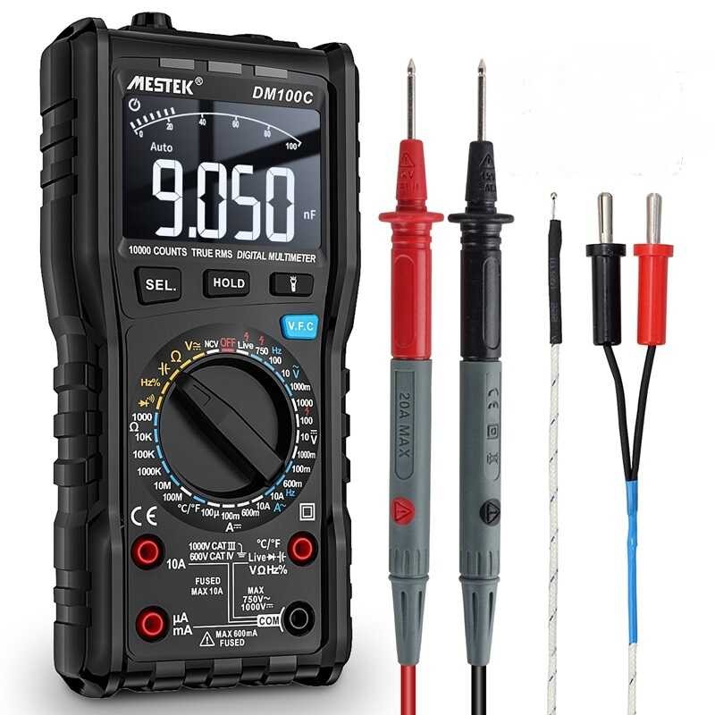 TRUE MESTEK RMS Digital Multimeter 10000 Count Auto Manual Range Analog ...