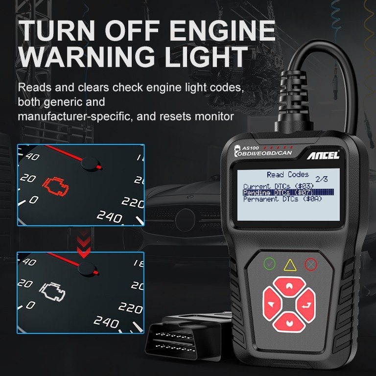 ANCEL AS100 Automotive OBD2 Scanner Check Engine Light Code Reader Code Clearing Diagnostic Tool ...