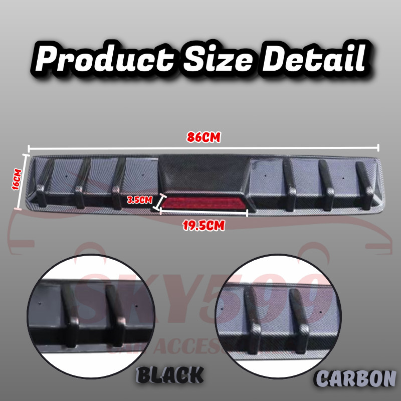 Universal Car Rear Bumper Chassis Spoiler Shark Deflector Black Abs ...