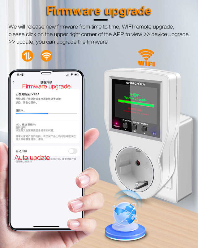 220V AC Tuya Smart Life Wifi Socket Digital Power Frequency Energy ...