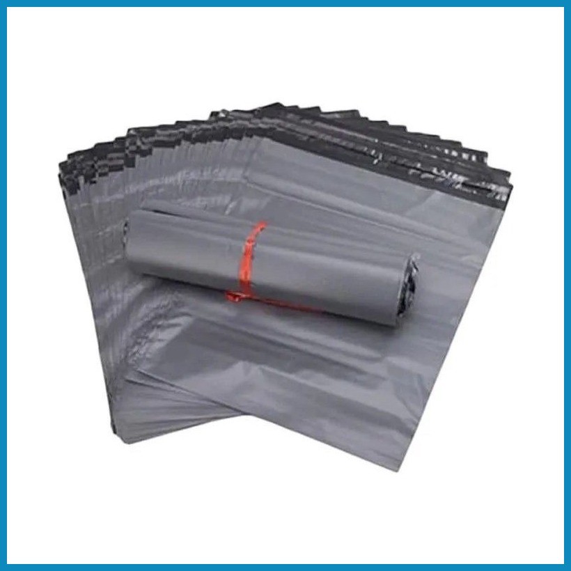 plain white and gray courier pouch plastic bag self-adhesive mailing ...