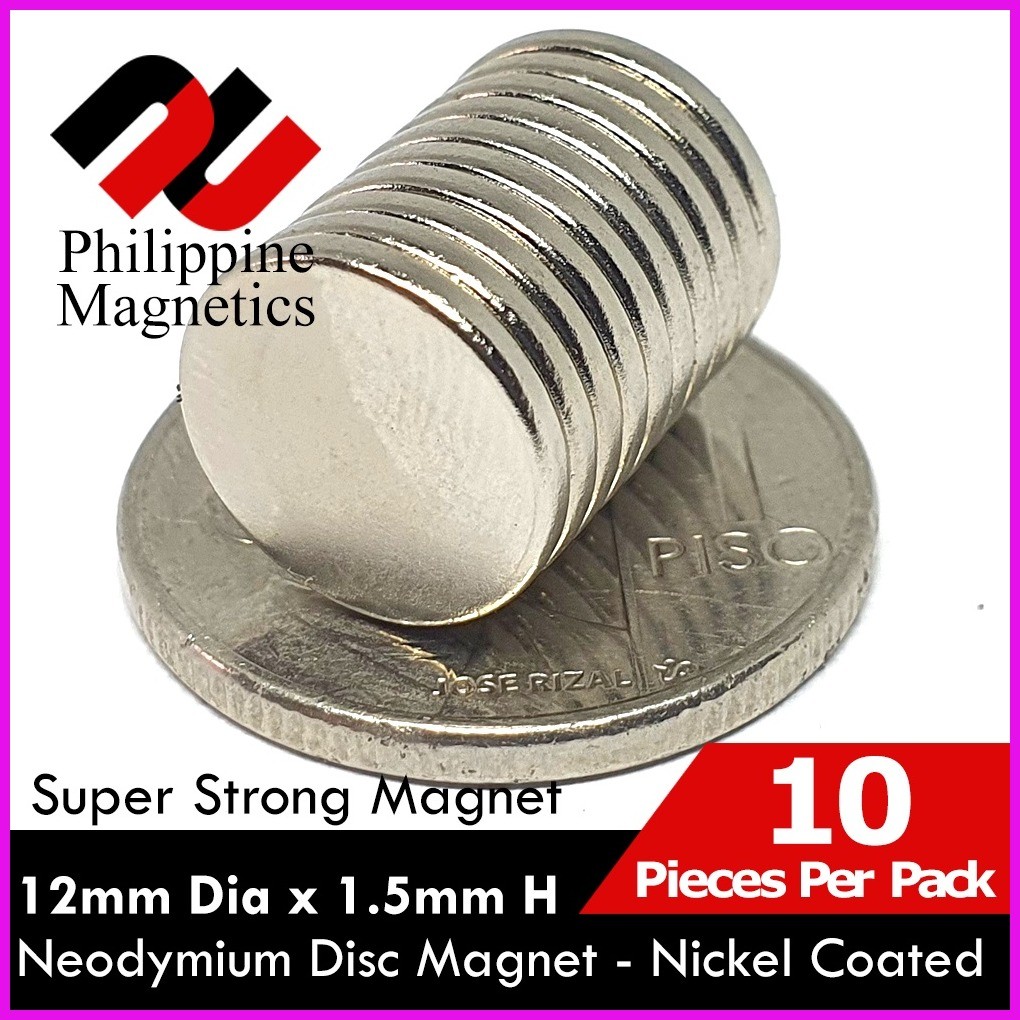 12MM DIAMETER X 1.5MM THICK N52 Neodymium Magnet Super Strong Rare ...