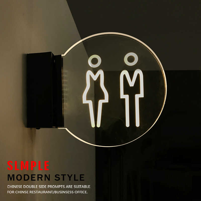 House Bathroom Number LED Luminous Toilet WC Male And Female Sign ...