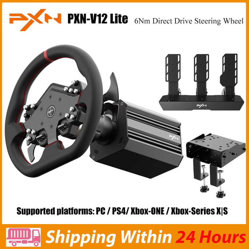 A1f PXN V12 Lite 6Nm Real Direct Drive Force Feedback Gaming Steering Racing Wheel Simulator For ...
