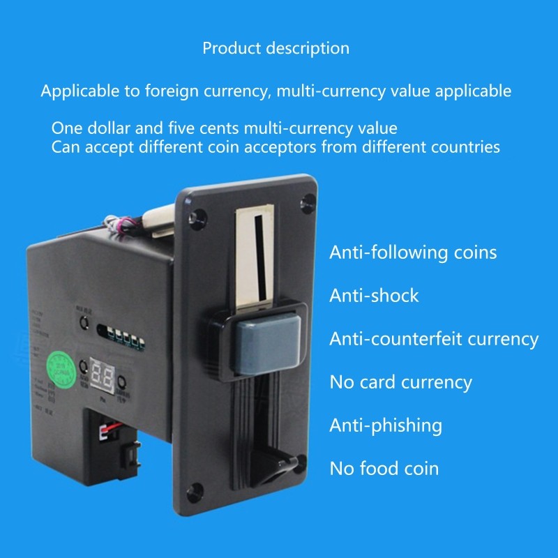 QYY Multiple Type Coin Acceptor Electronic Roll Down Coin Acceptor LED ...
