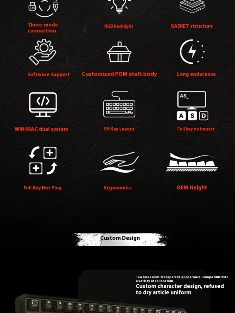 CANDEUS T99 three mode customized mechanical keyboard, GASKET structure ...