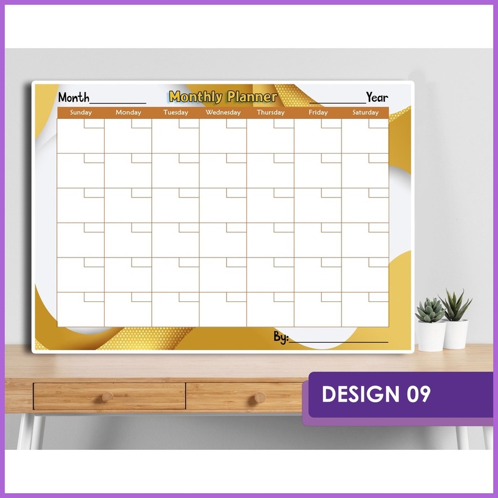 Erasable / Reusable Blank Monthly Planner Board with Free Marker | A3 ...