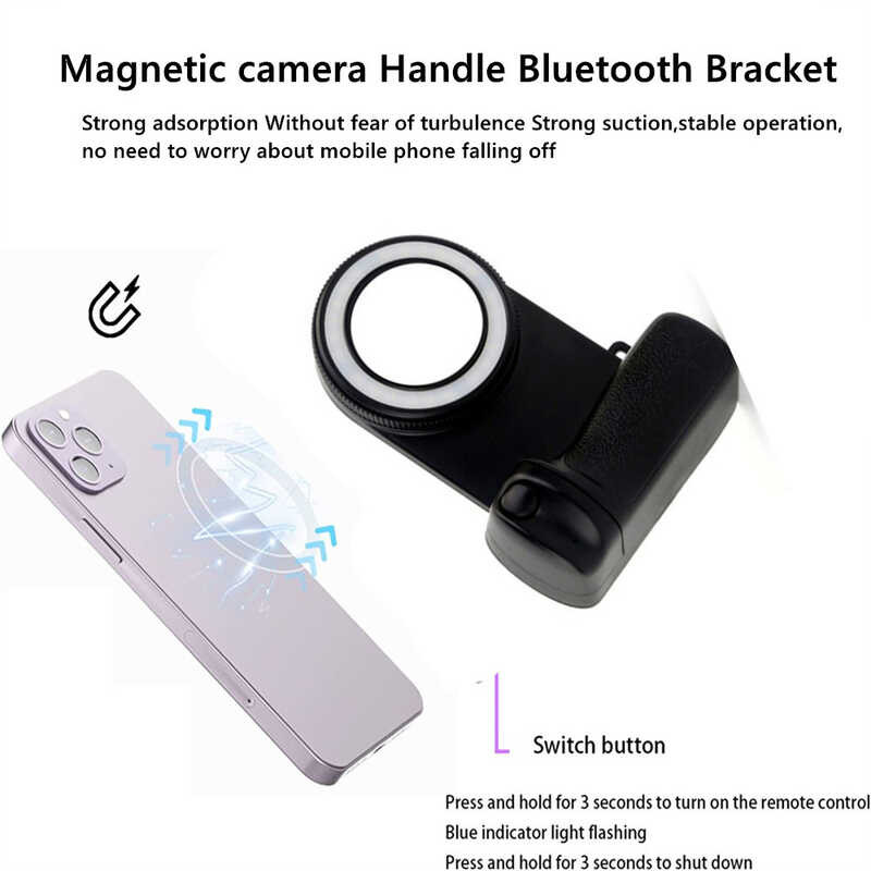 ⊙ 2024 Magsafe Bluetooth Shutter Phone Holder Camera Handle Grip Selfie ...