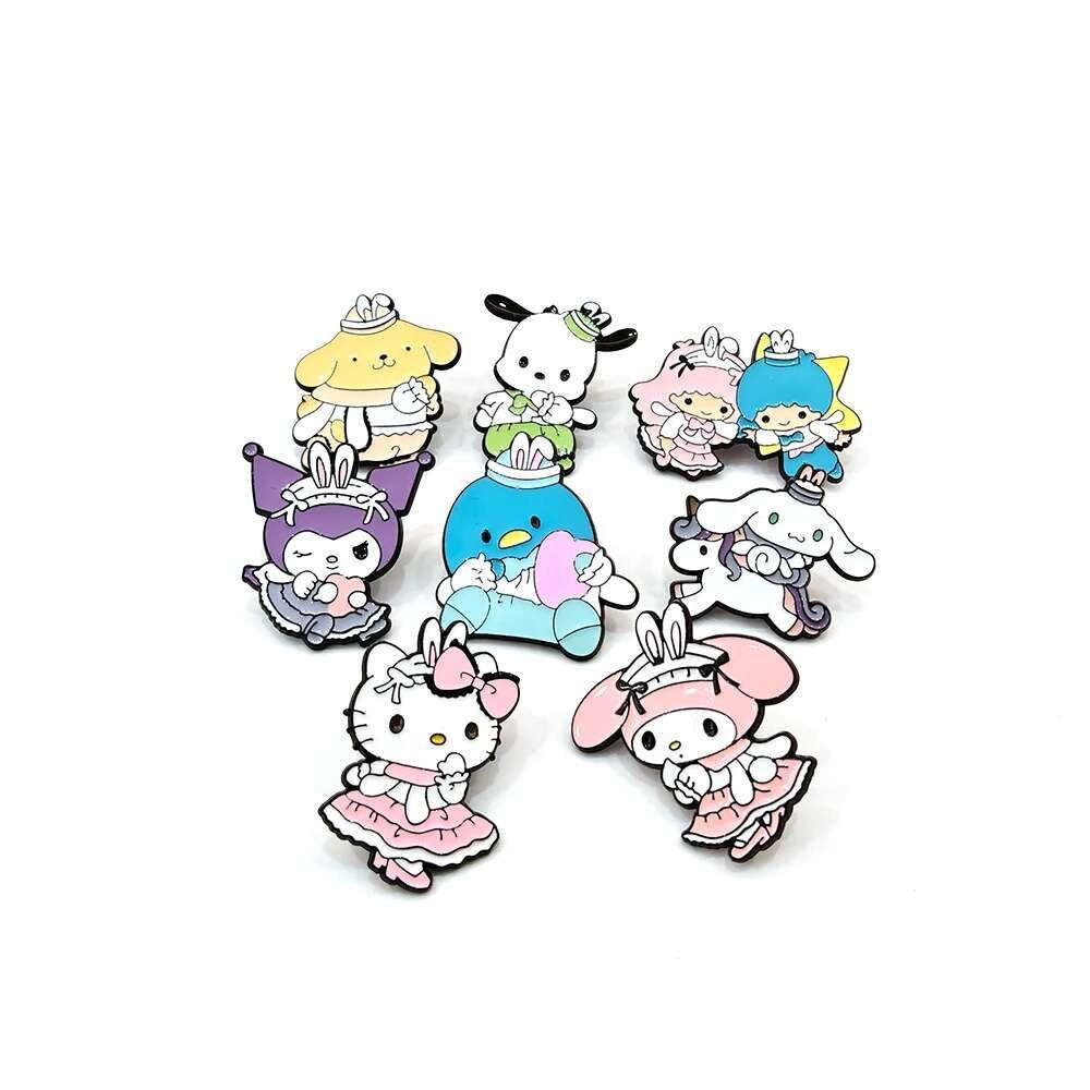 Cartoon Sanrio Family Enamel Lapel Pins Cute Hello Kitty Kuromi ...