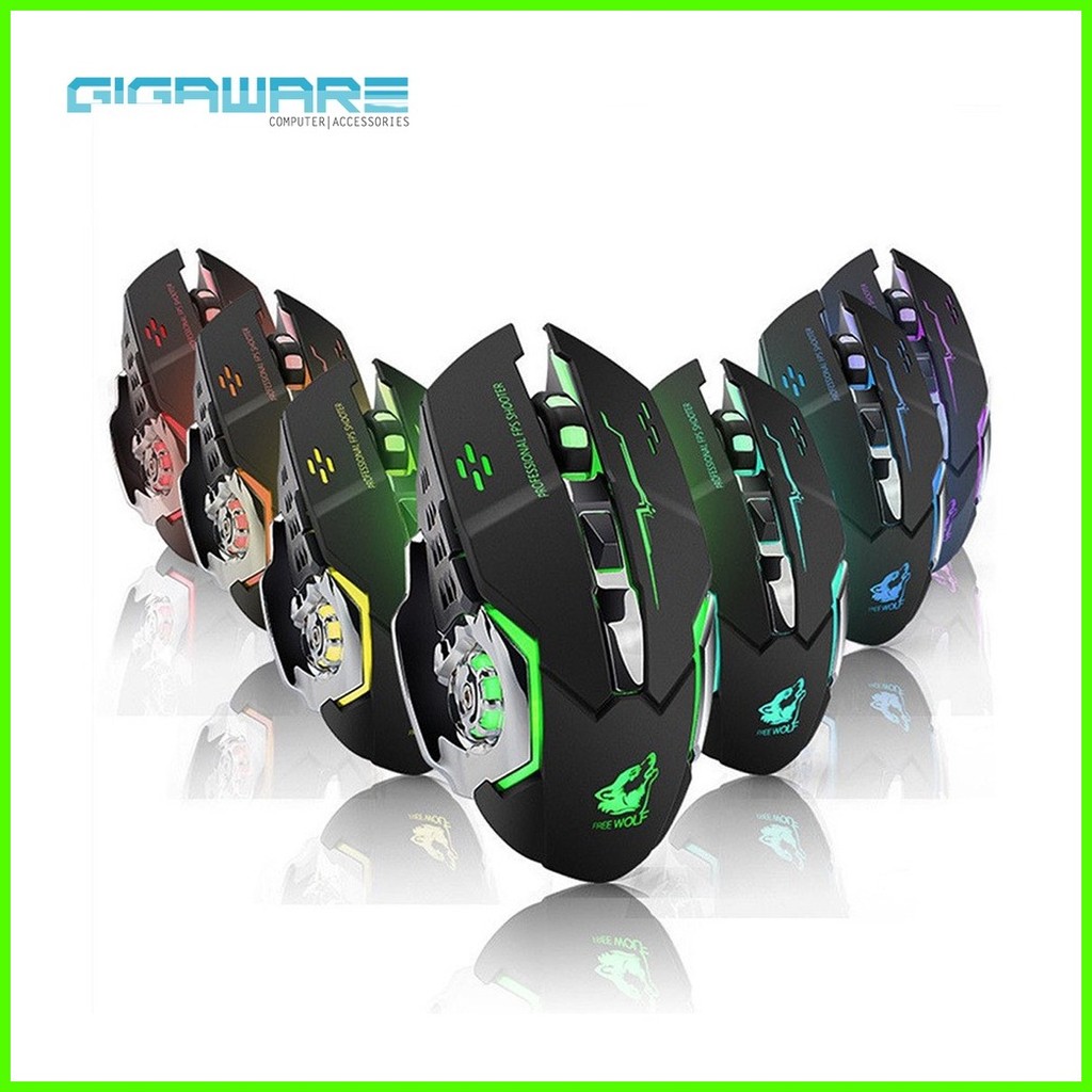 ∪ ∆ Gigaware Wolf X8 6 Buttons RGB Back-light Wireless Charging Gaming ...