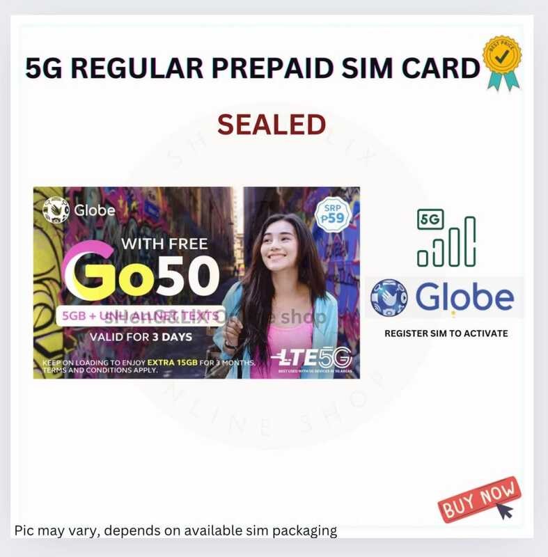 GLOBE PREPAID SIM CARD LTE 5G FREE Go50 5Gb + Unli Text For 3Days ...