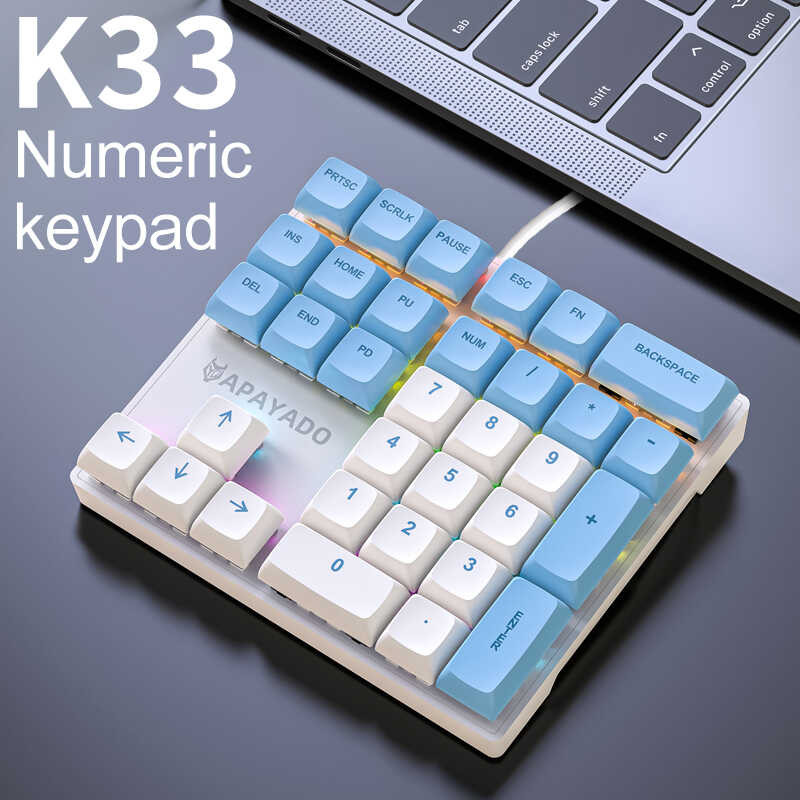 K33 APAYADO Mini Numeric Keyboard 33Keys,Blue nical Shaft,RGB,PBT ...