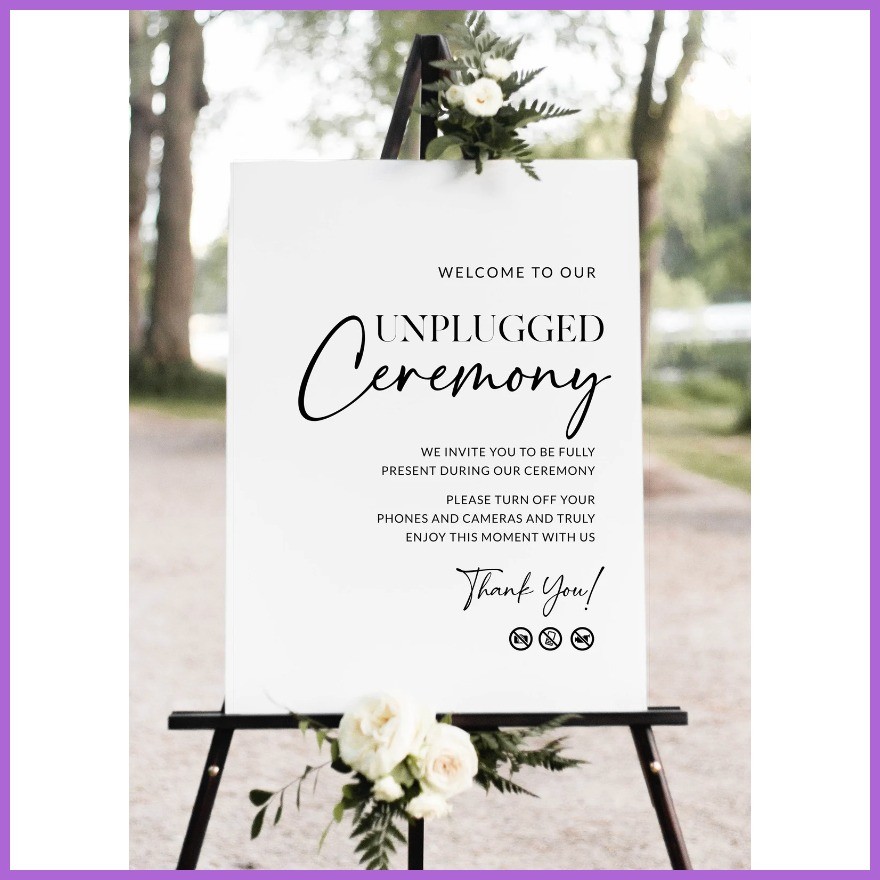 Unplugged Ceremony Welcome Sign / Unplugged Ceremony Signage / Wedding ...