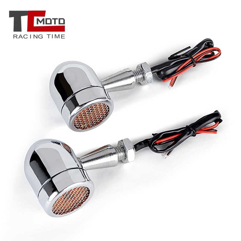 Mini E LED Motorcycle Round Light Harley Black Bullet Turn Signals For ...